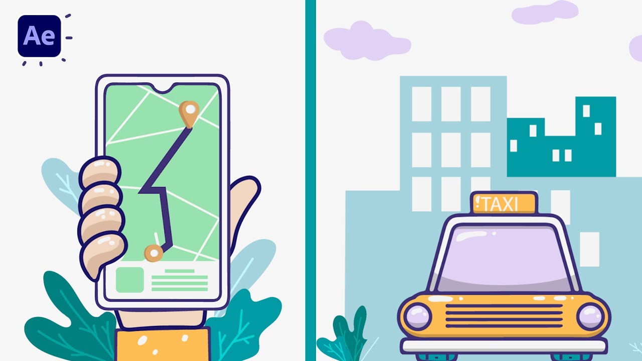 2D Explainer Taxi Application Animation in After Effects Tutorials – CG Animation Tutorials ...