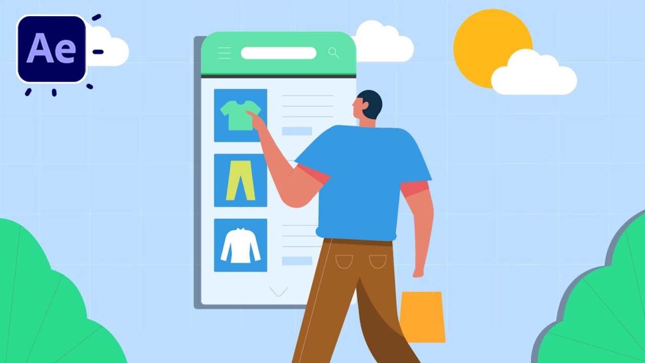 Online Shopping 2D Explainer Character Animation in After Effects Tutorials – CG Animation ...