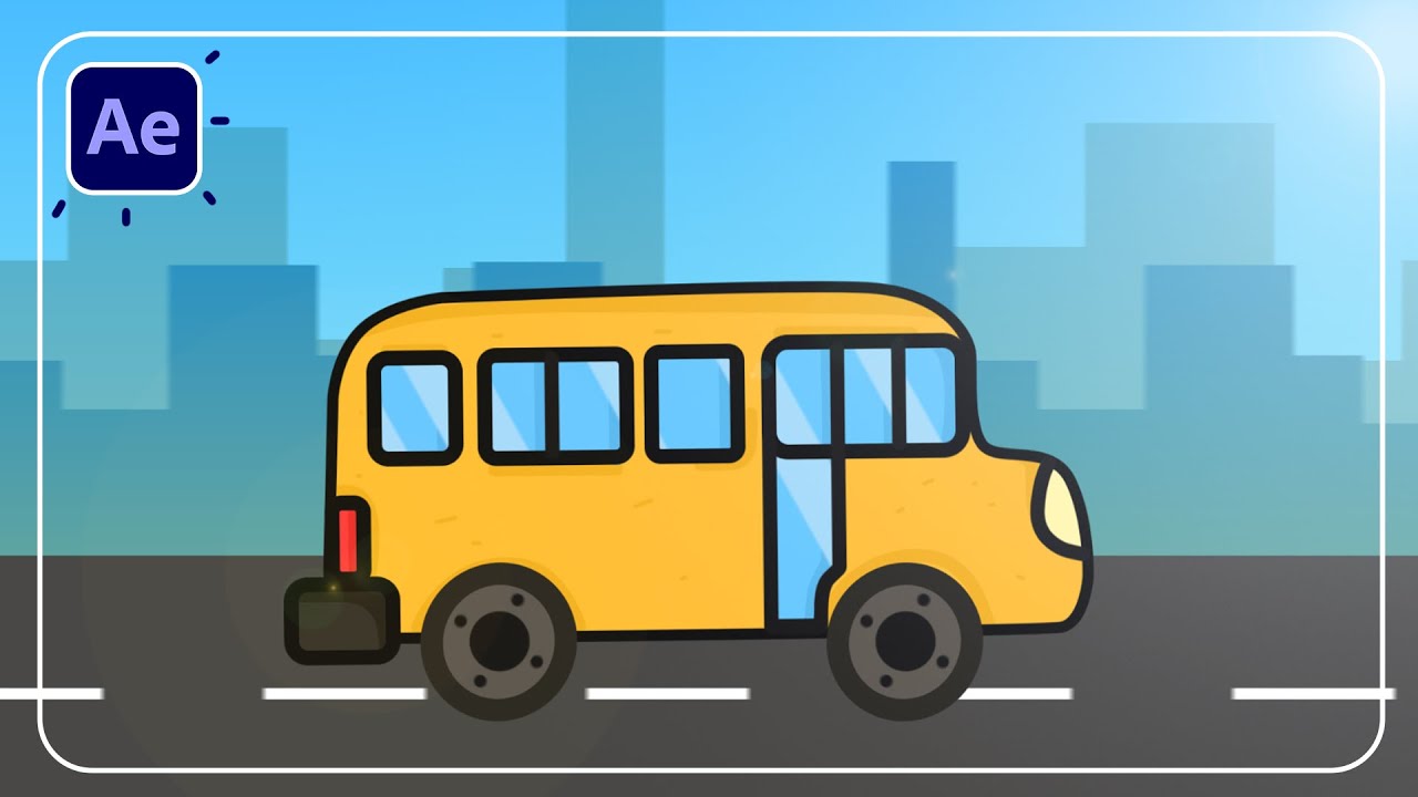 Cartoon Bus in After Effects Tutorials – CG Animation Tutorials / VOLTAGETUTORIALS.COM